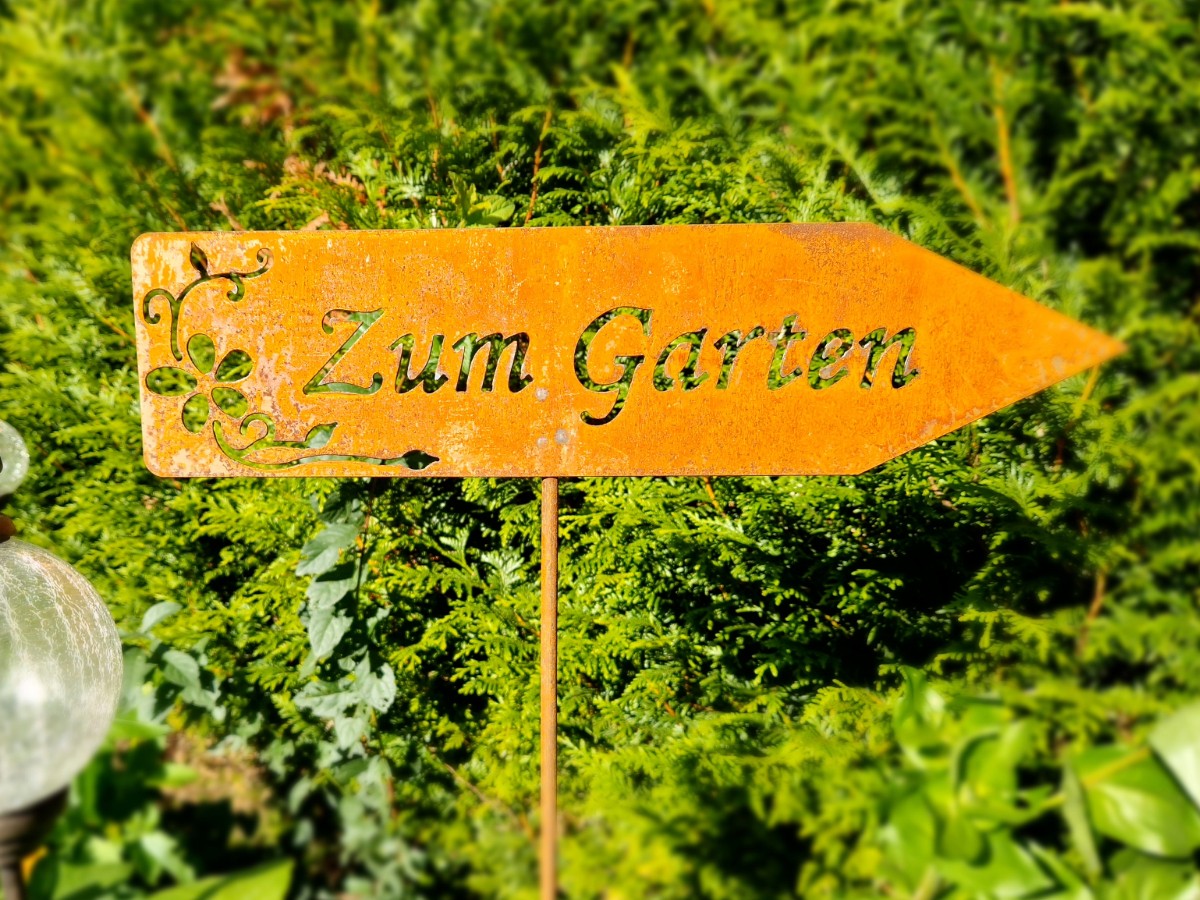 Schild "Zum Garten" Rost | Gartenschild